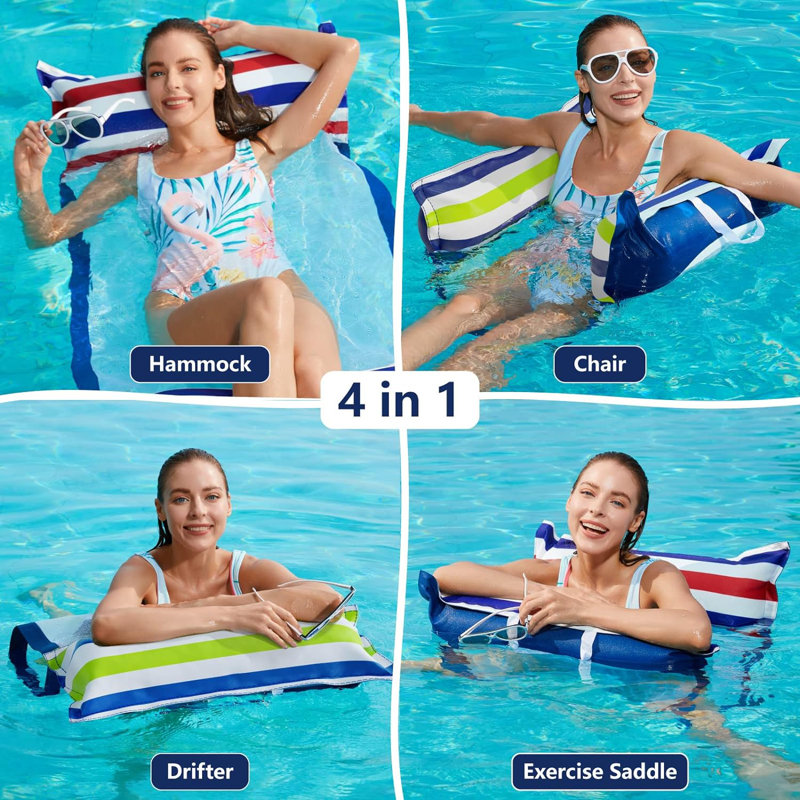 Utibia Inflatable Pool Hammock Float - 2 Pack Water Hammock Pool Floaties 4 in 1 Floating ...